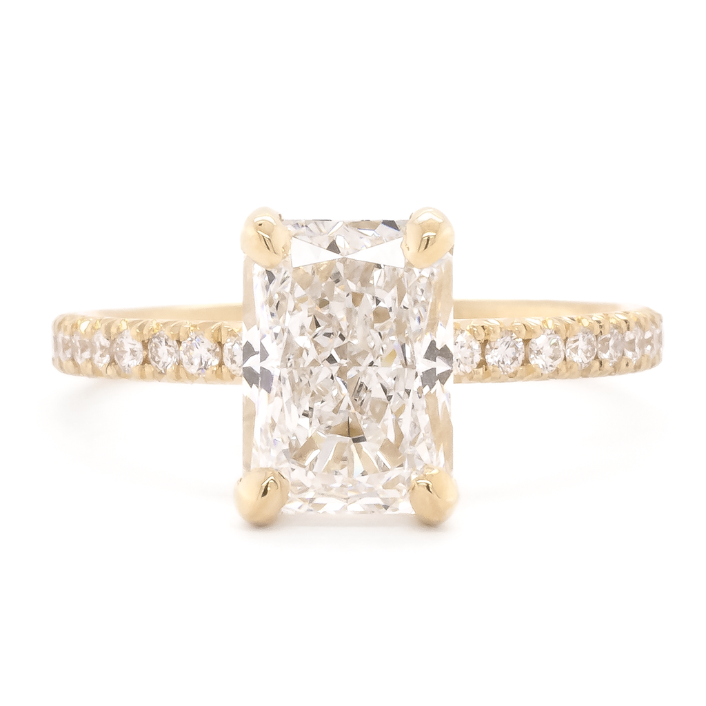 1.87ct Radiant Lab Diamond Fishtail Hearts + Arrows Band Ring – Anne ...